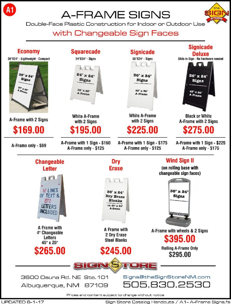 A1 – A-Frame Signs HQ – The Sign Store NM