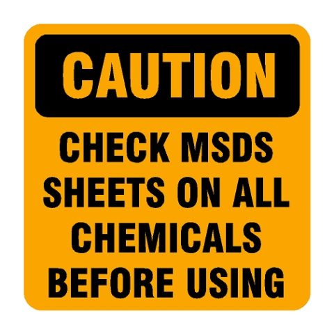 Caution Decal - Check MSDS Sheets - The Sign Store NM