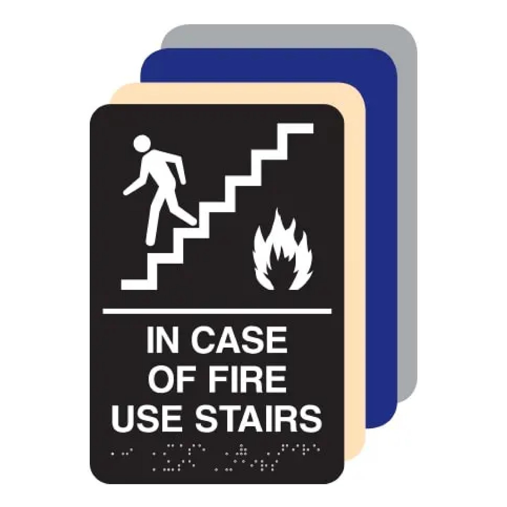 ADA - In Case Of Fire Use Stairs | 9x6 | Braille - The Sign Store NM