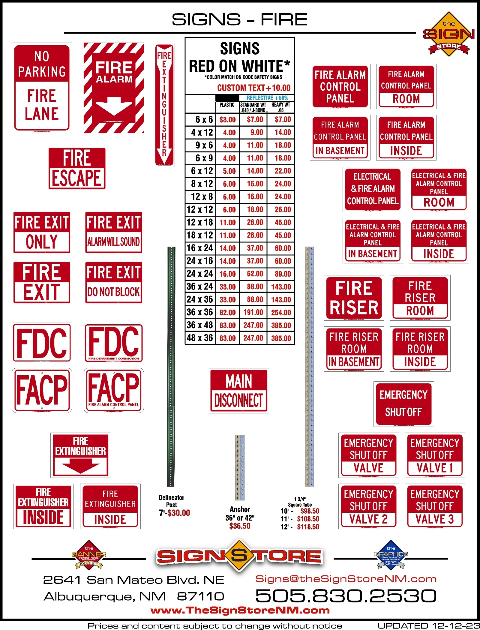 Fire Alarm Control Panel Room - Sign - The Sign Store NM