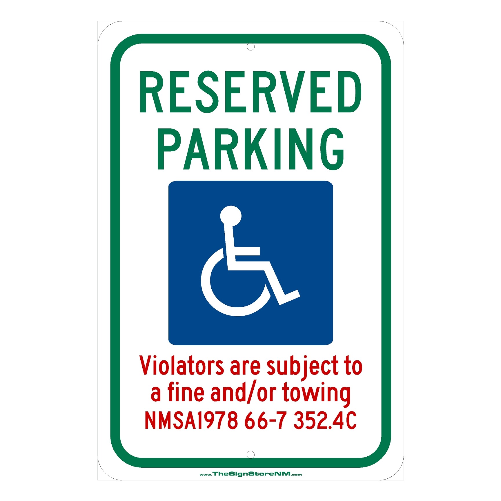 Reserved Parking, Violators Are Subject To A Fine And/Or Towing - ADA ...